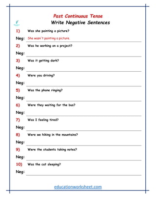English tenses of past continuous tenses | PDF