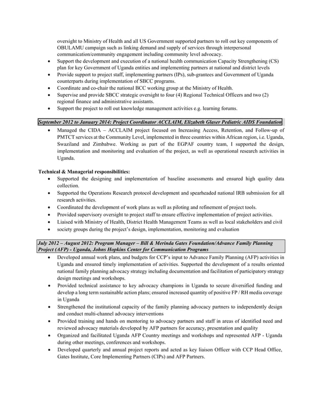 JUDE SSENYONJO CV January 2017 | PDF