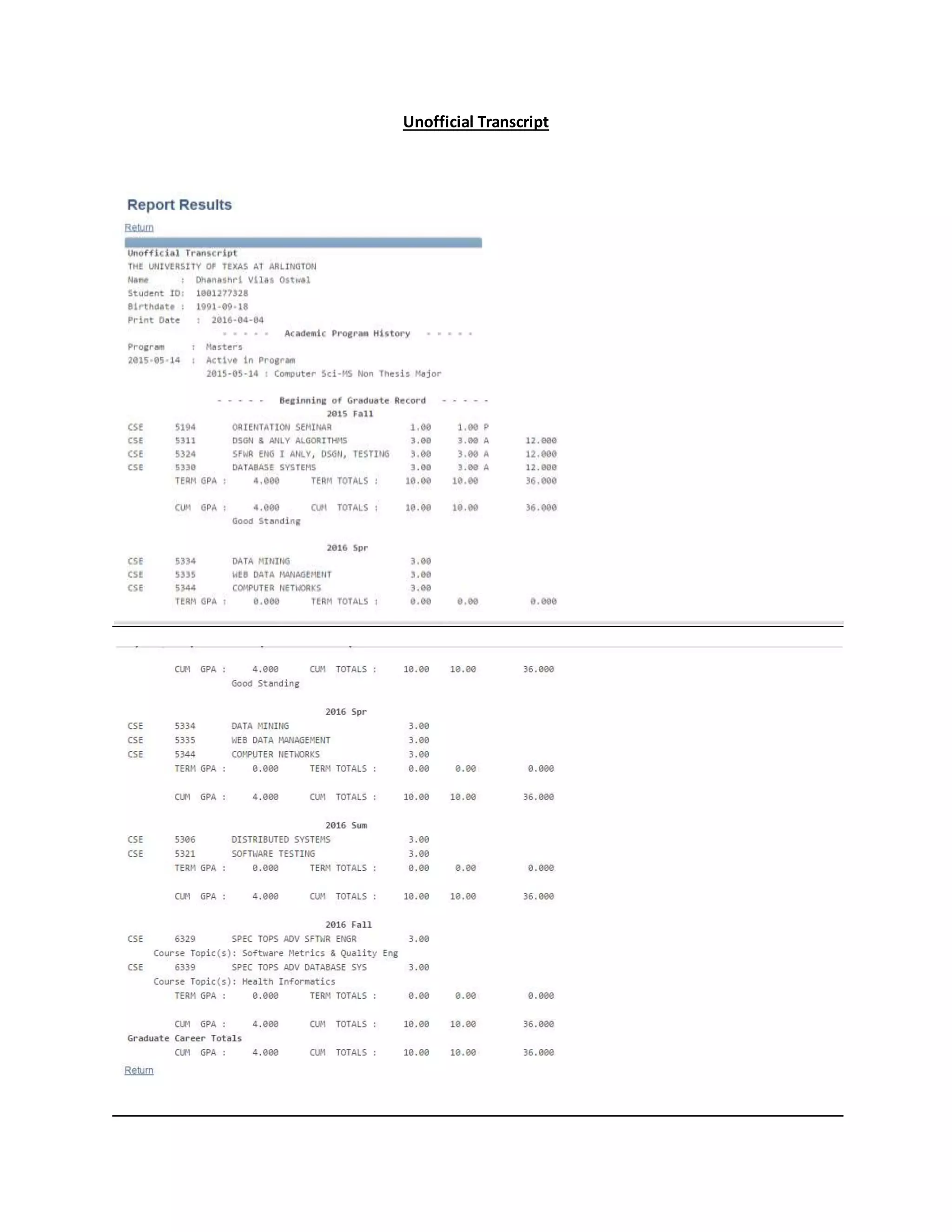 Unofficial Transcript | DOCX