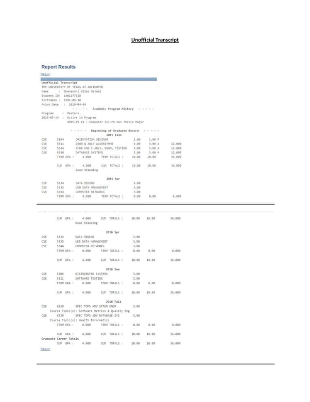 Unofficial Transcript | DOCX