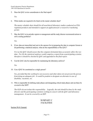 Good Laboratory Practices Questions and Answers | PDF