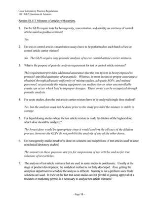 Good Laboratory Practices Questions and Answers | PDF
