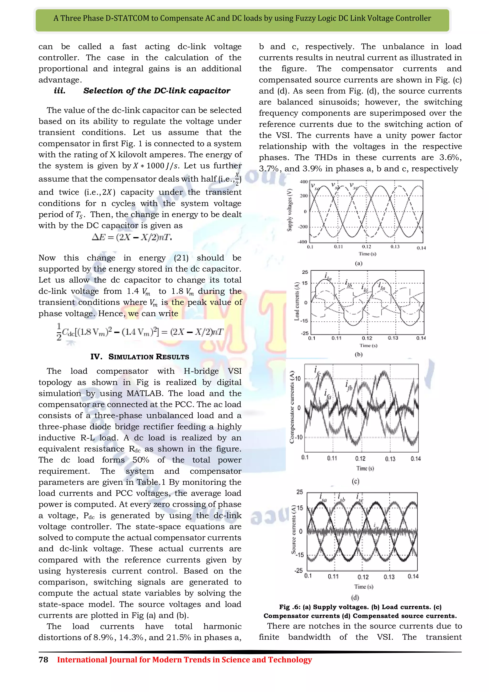 A Three Phase D Statcom To Compensate Ac And Dc Loads By Using Fuzzy