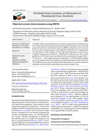Ulipristal acetate determination using MBTH | PDF