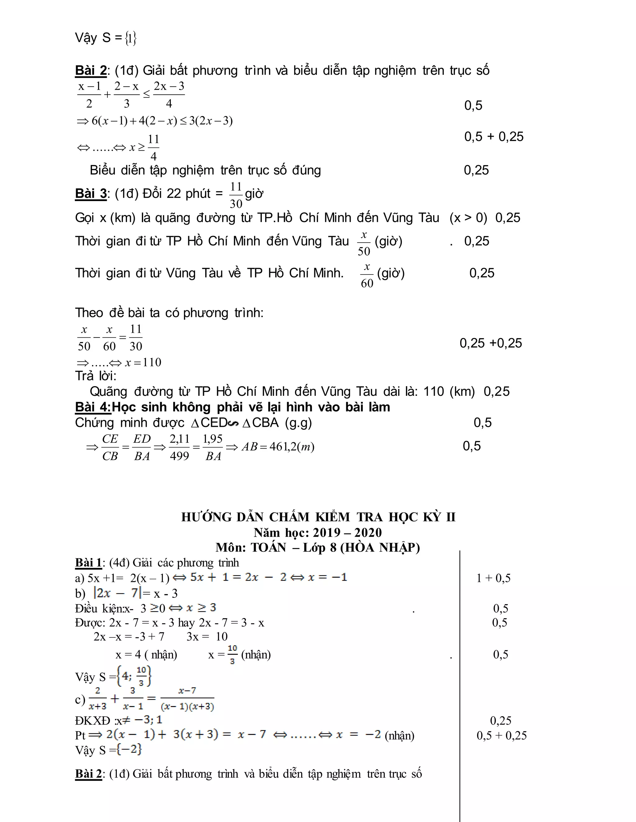 Đề Thi HK2 Toán 8 - THCS Long Trường | PDF