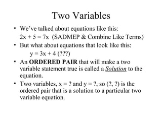 8.2 Equations W Two Variables | PPT