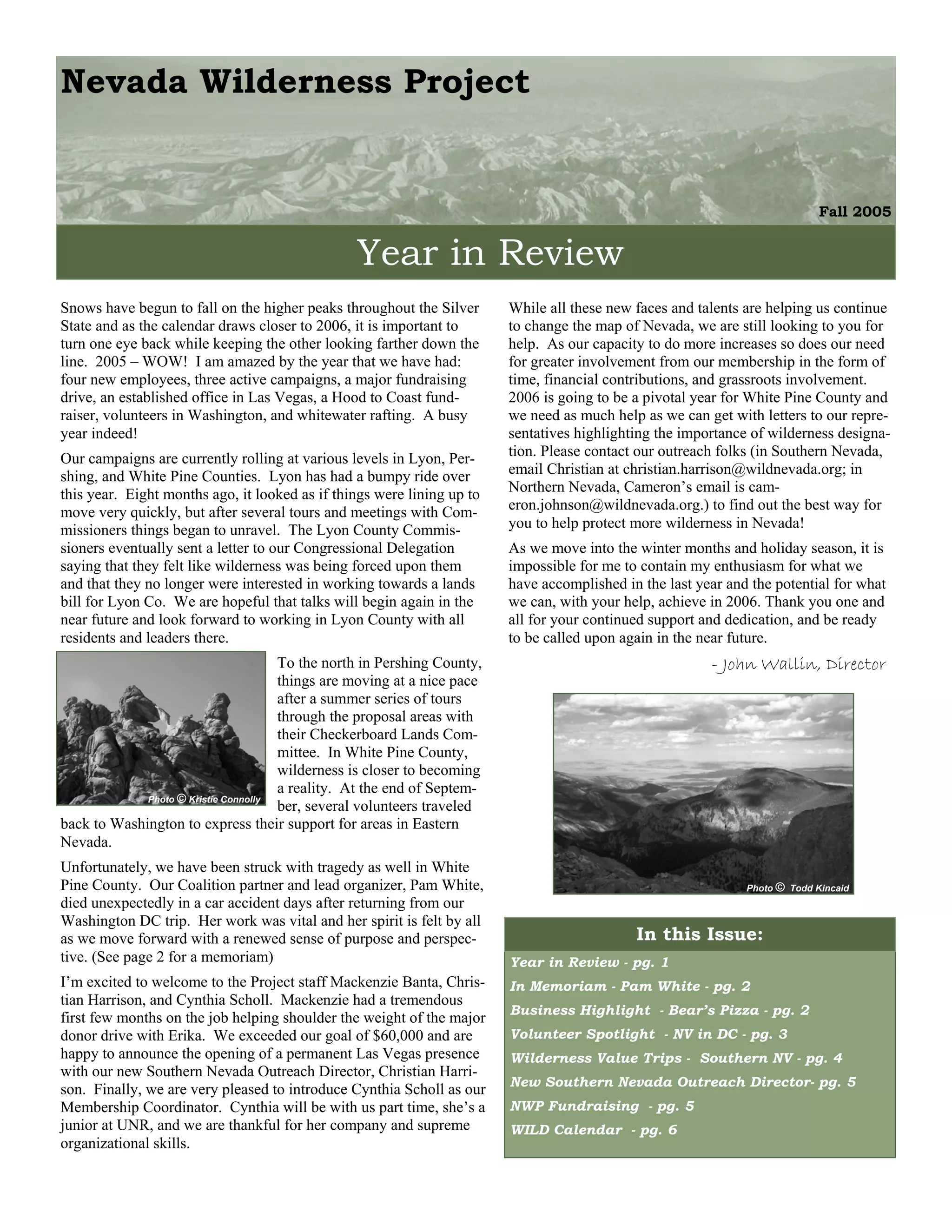 Fall 2005 Nevada Wilderness Project Newsletter | PDF