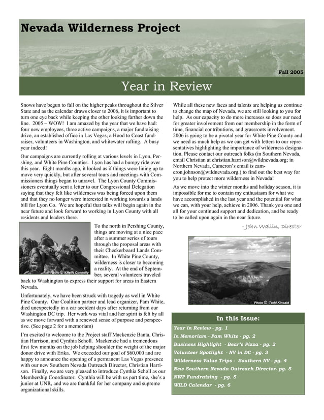 Fall 2005 Nevada Wilderness Project Newsletter | PDF