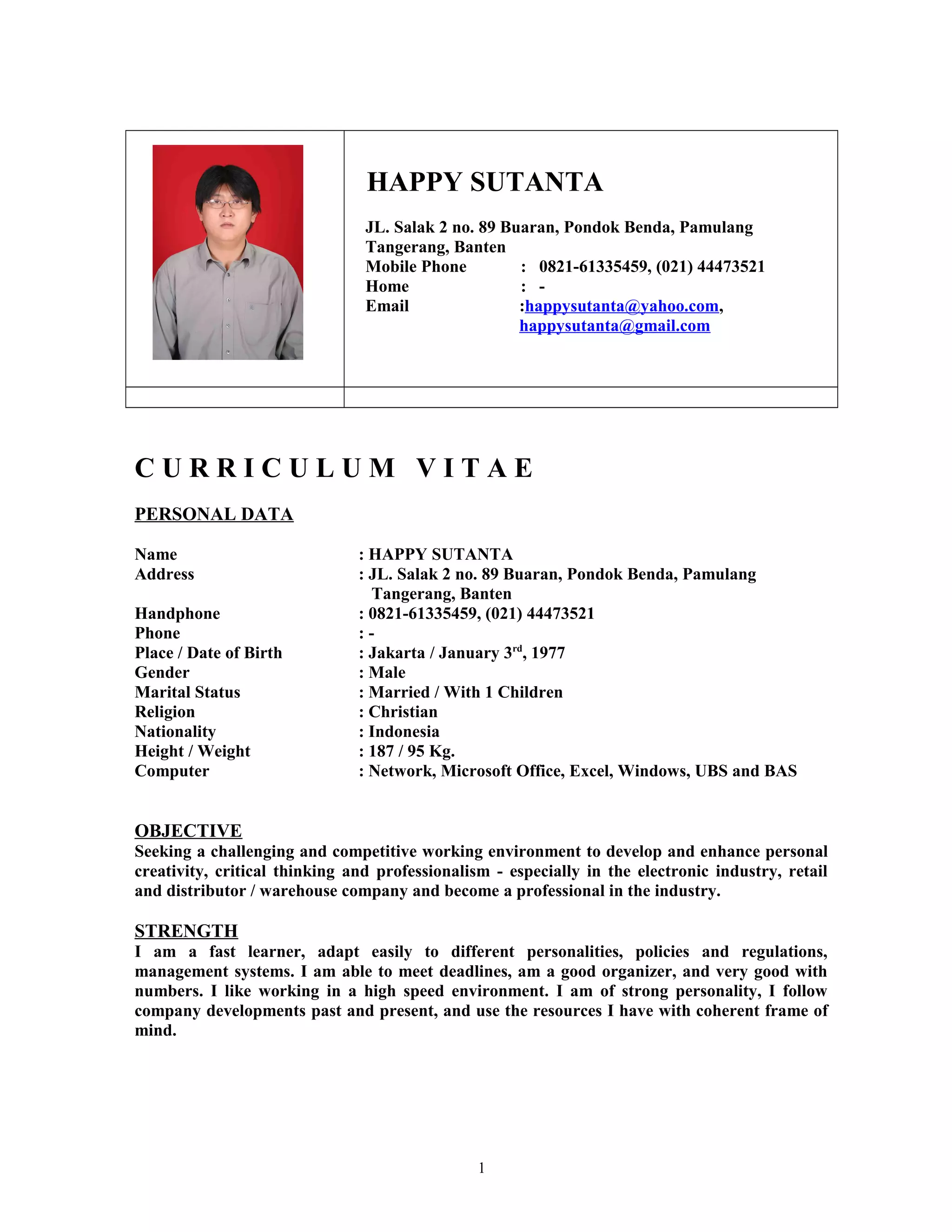CV -Happy | PDF