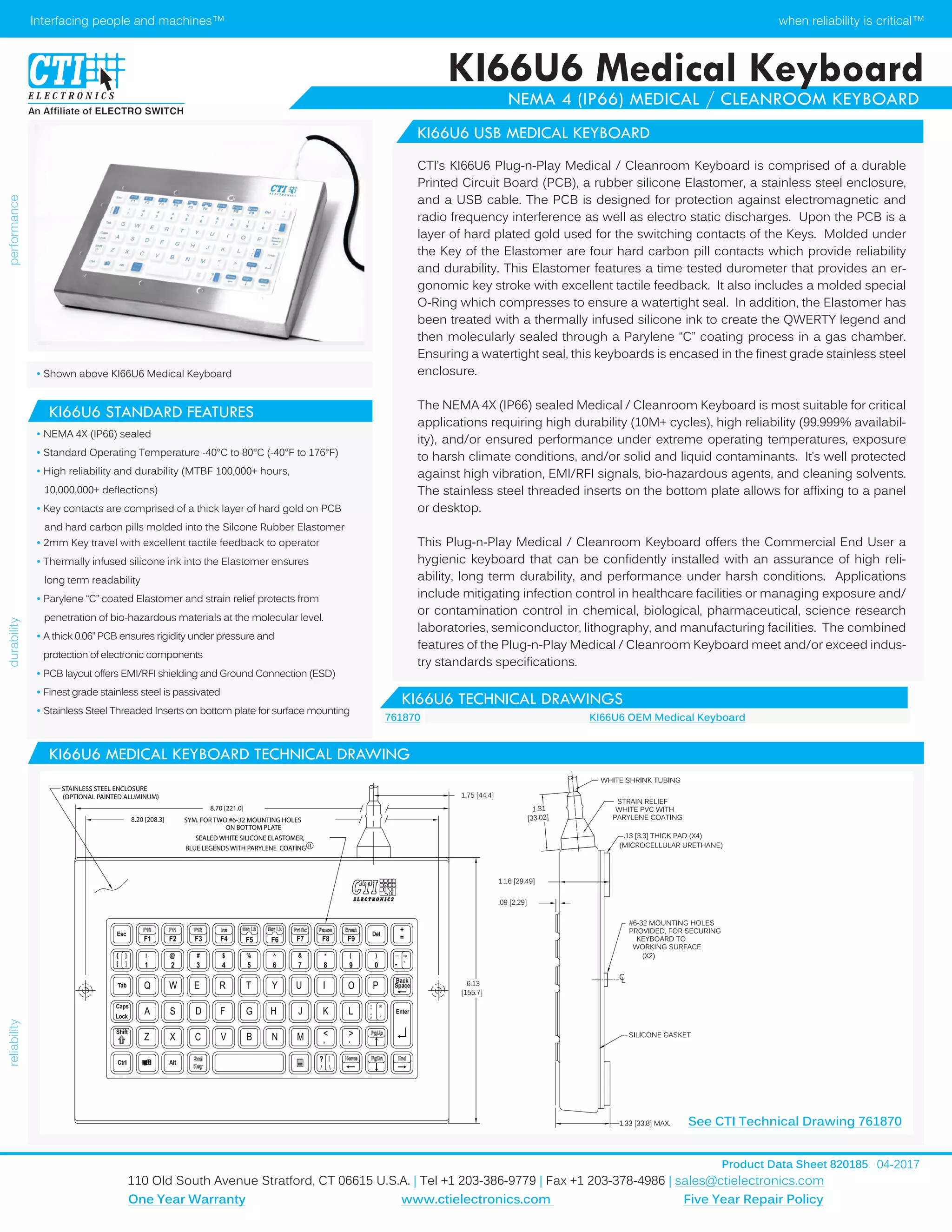 KI66U6 Medical Keyboard | PDF