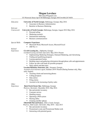 Resume- October 2016 | DOC