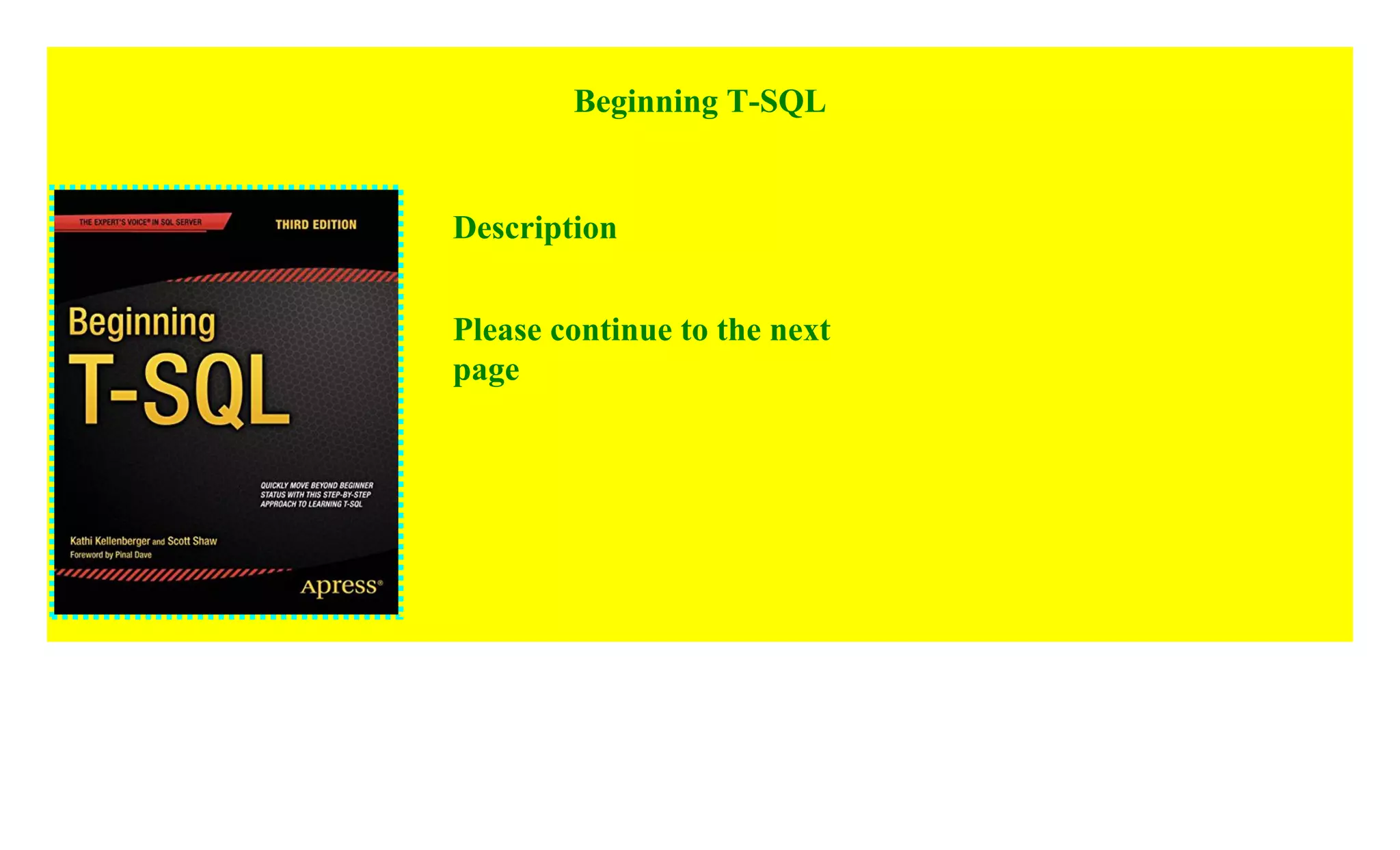 Beginning T-SQL epub$ | PPT