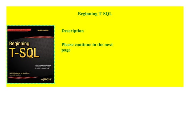 Beginning T-SQL epub$ | PPT