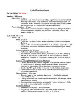 Clinical Practicum Hours | DOCX | Diabetes | Diseases and Conditions