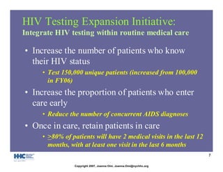 HHC Integration of HIV Testing Within Routine Care | PDF
