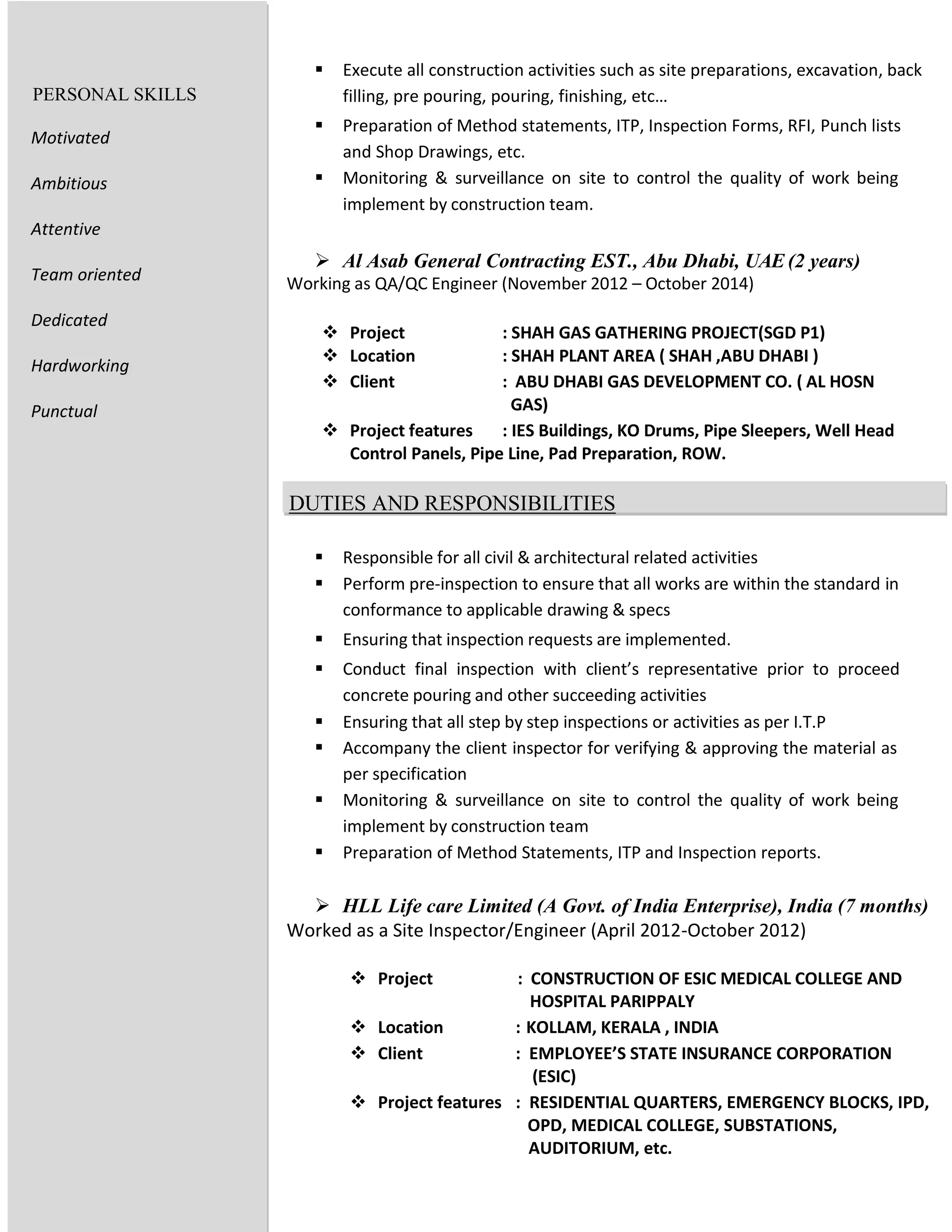 CV CIVIL ENGINEER | PDF