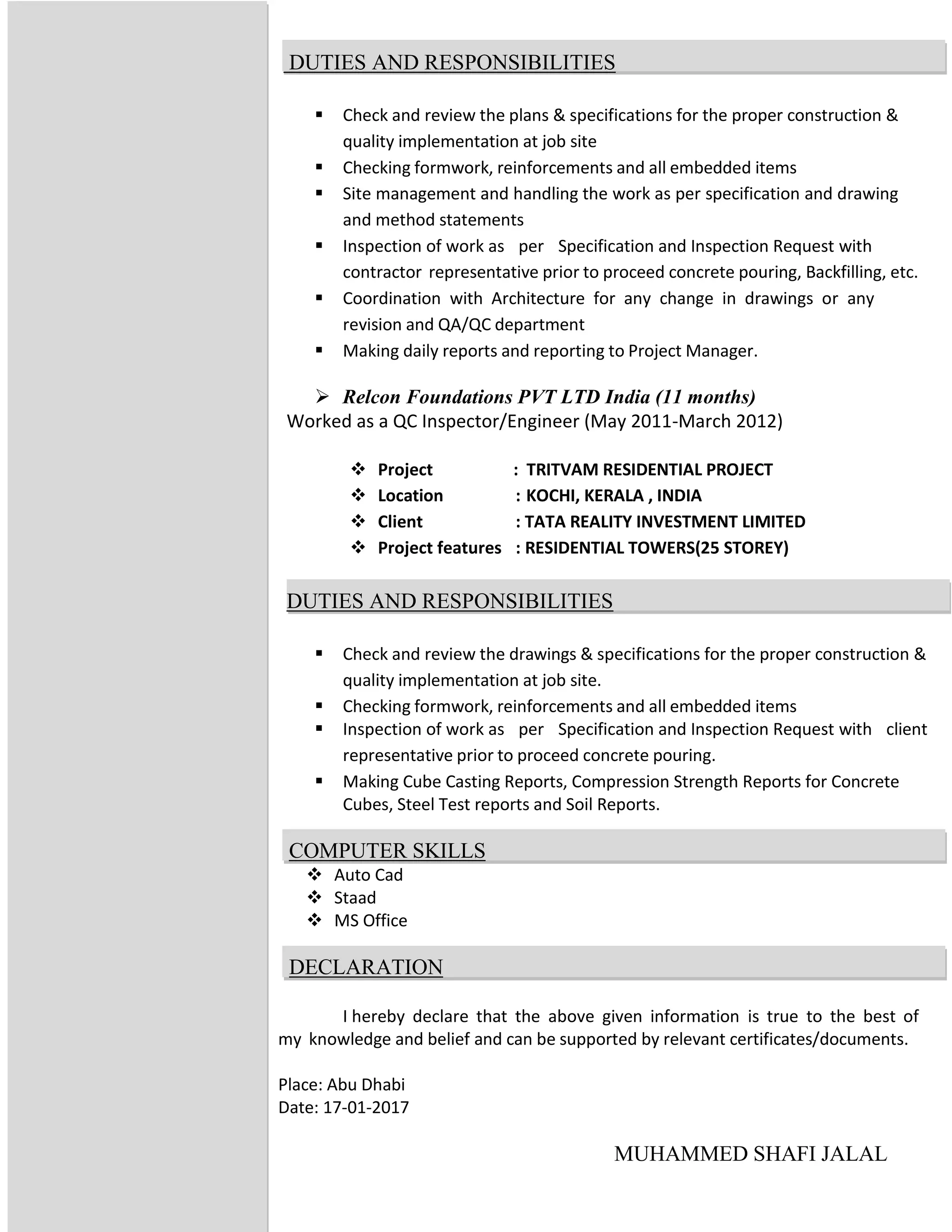 CV CIVIL ENGINEER | PDF