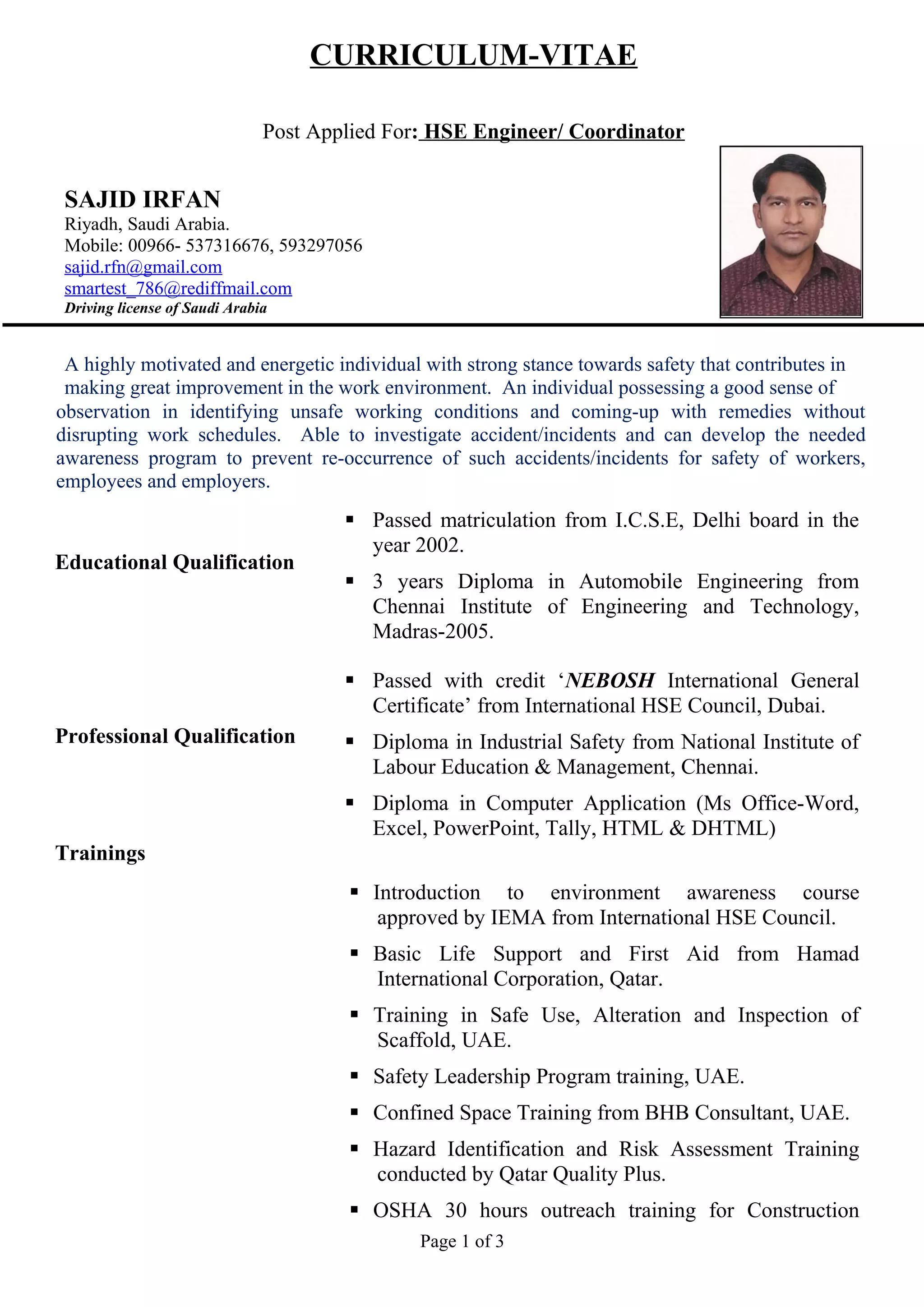 sajid cv updated | PDF