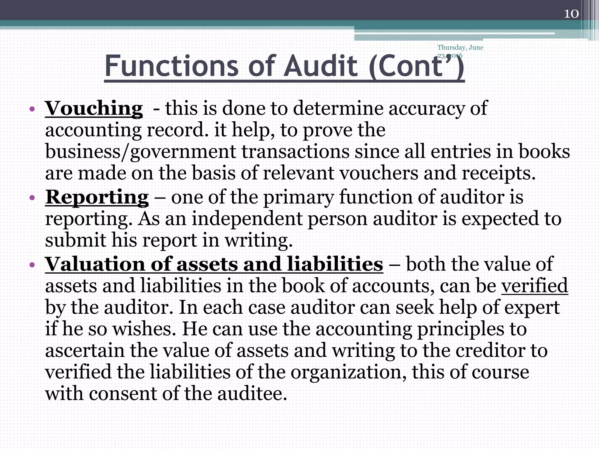 Auditing and Audit Process in Organization | PPTX