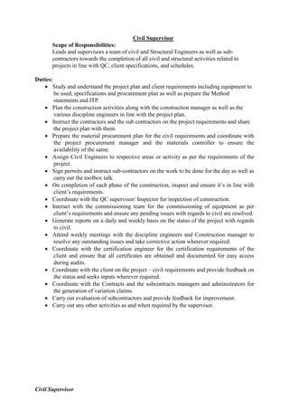 Civil Supervisor | PDF