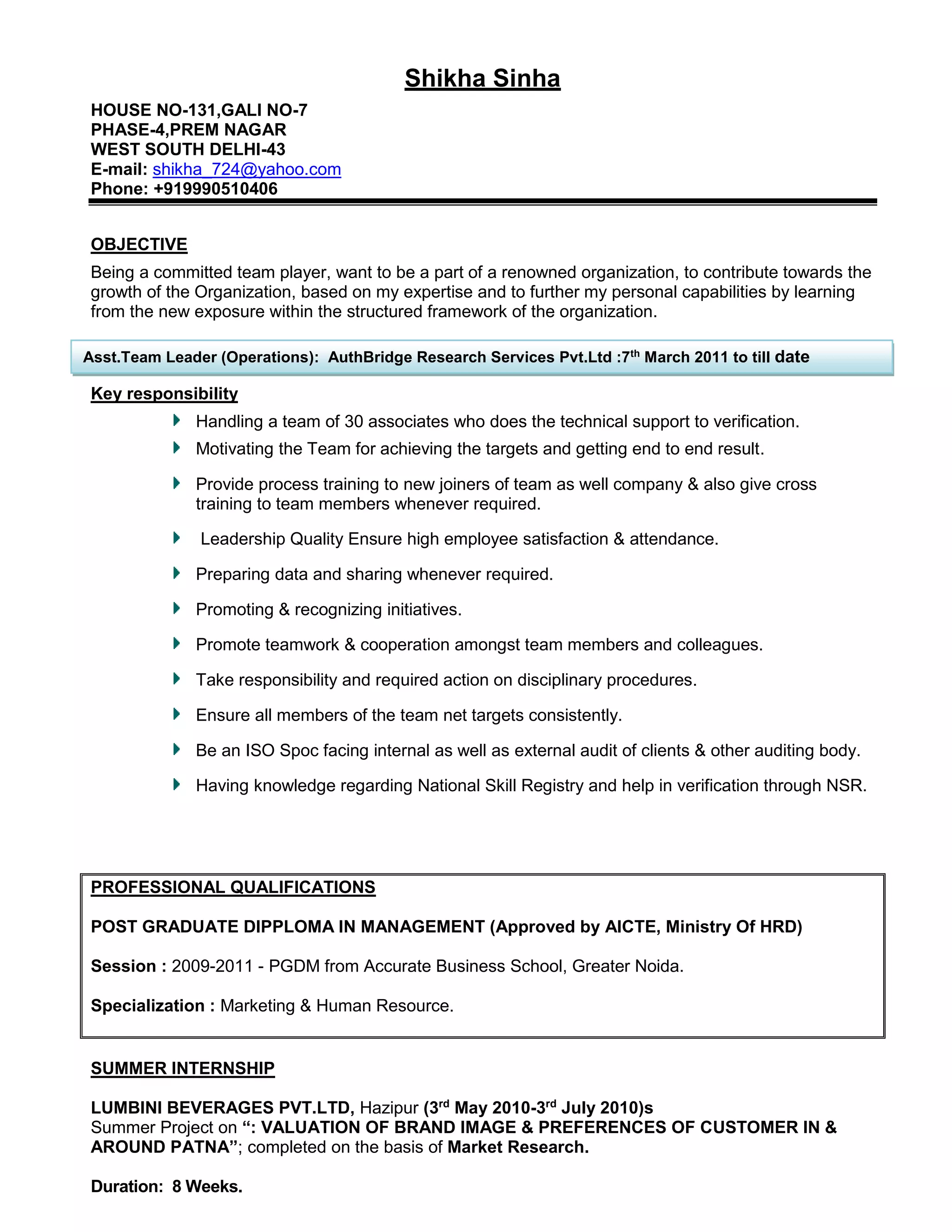 resume shikha | PDF