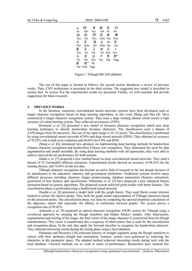 Tifinagh handwritten character recognition using optimized convolutional neural network | PDF
