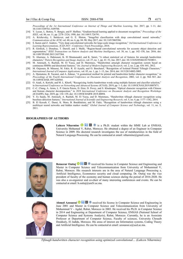 Tifinagh handwritten character recognition using optimized convolutional neural network | PDF