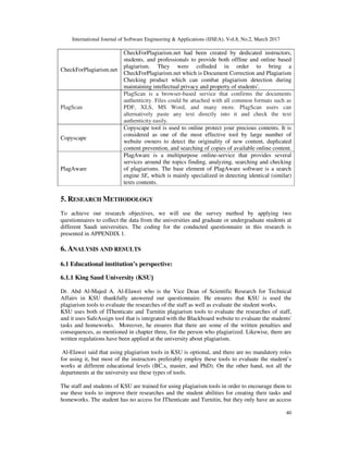 The Plagiarism Detection Systems for Higher Education - A Case Study in Saudi Universities | PDF ...