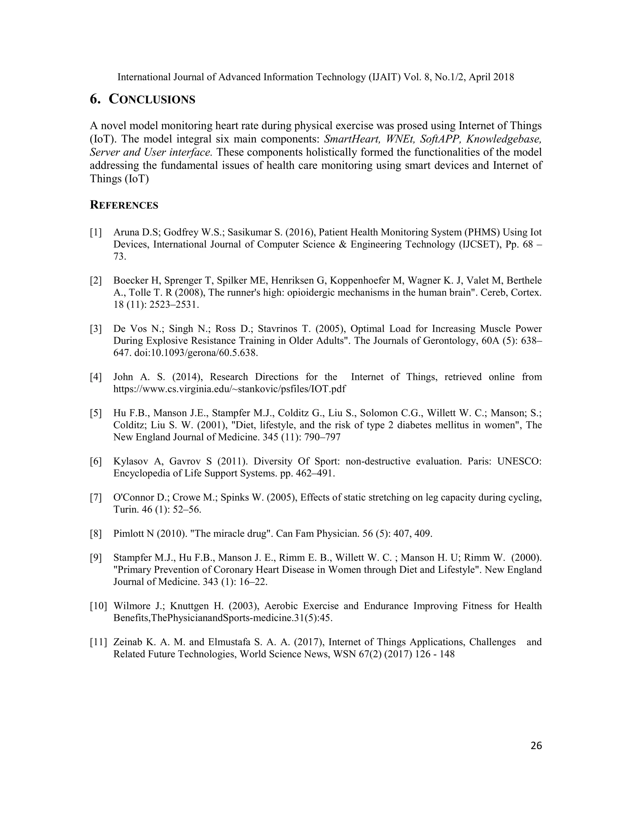 Model Monitoring Physical Exercise Heart Rate Using Internet Of Things Mmpeh Iot Pdf