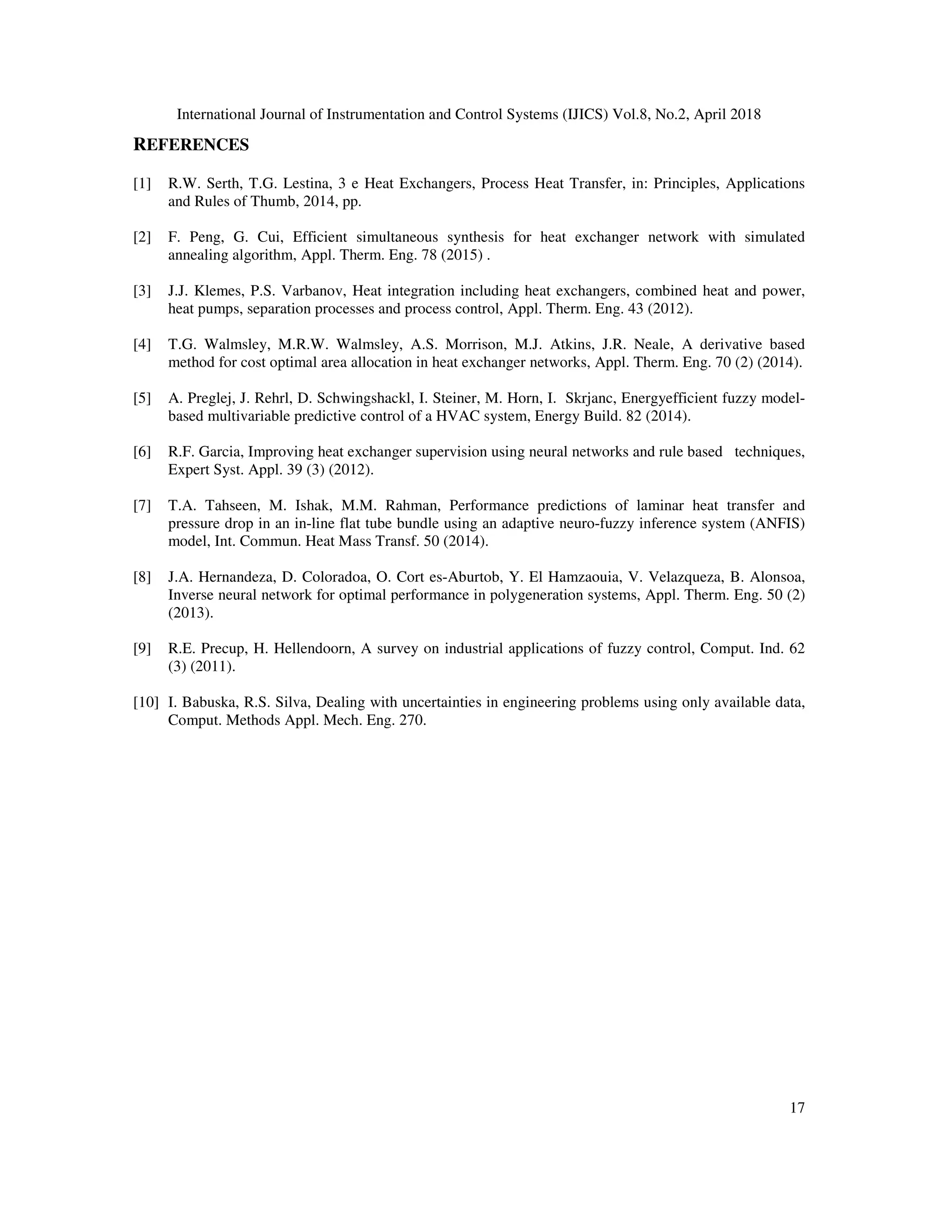 CONTROL OF A HEAT EXCHANGER USING NEURAL NETWORK PREDICTIVE CONTROLLER COMBINED WITH AUXILIARY ...