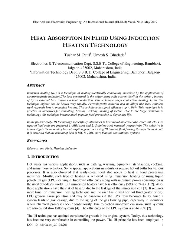 HEAT ABSORPTION IN FLUID USING INDUCTION HEATING TECHNOLOGY | PDF