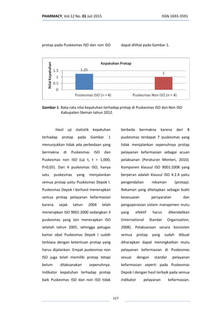 PENGARUH SISTEM MANAJEMEN ISO 9001:2008 TERHADAP PELAYANAN KEFARMASIAN DI PUSKESMAS KABUPATEN ...