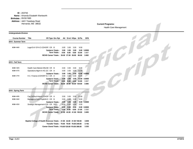 UnofficialTranscript | PPT