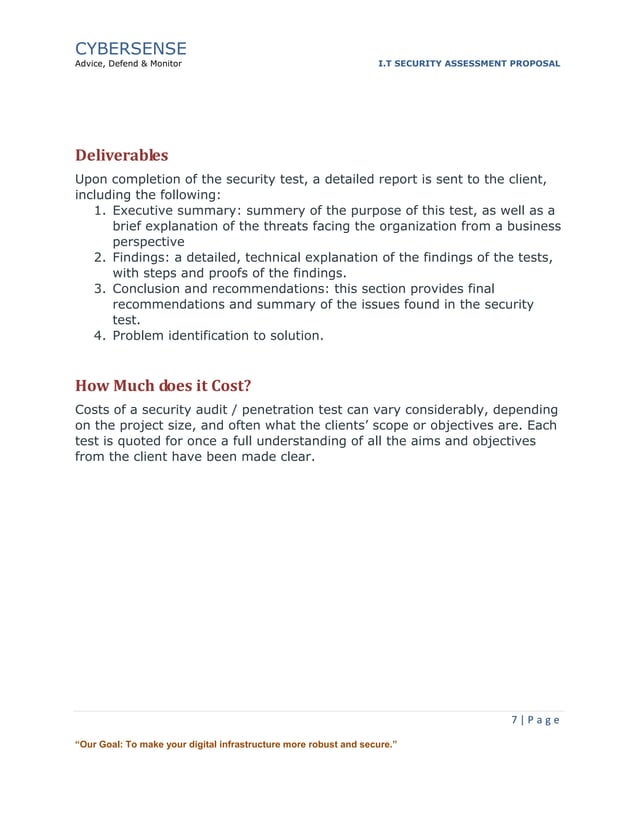 IT SECURITY ASSESSMENT PROPOSAL | PDF | Information and Network ...