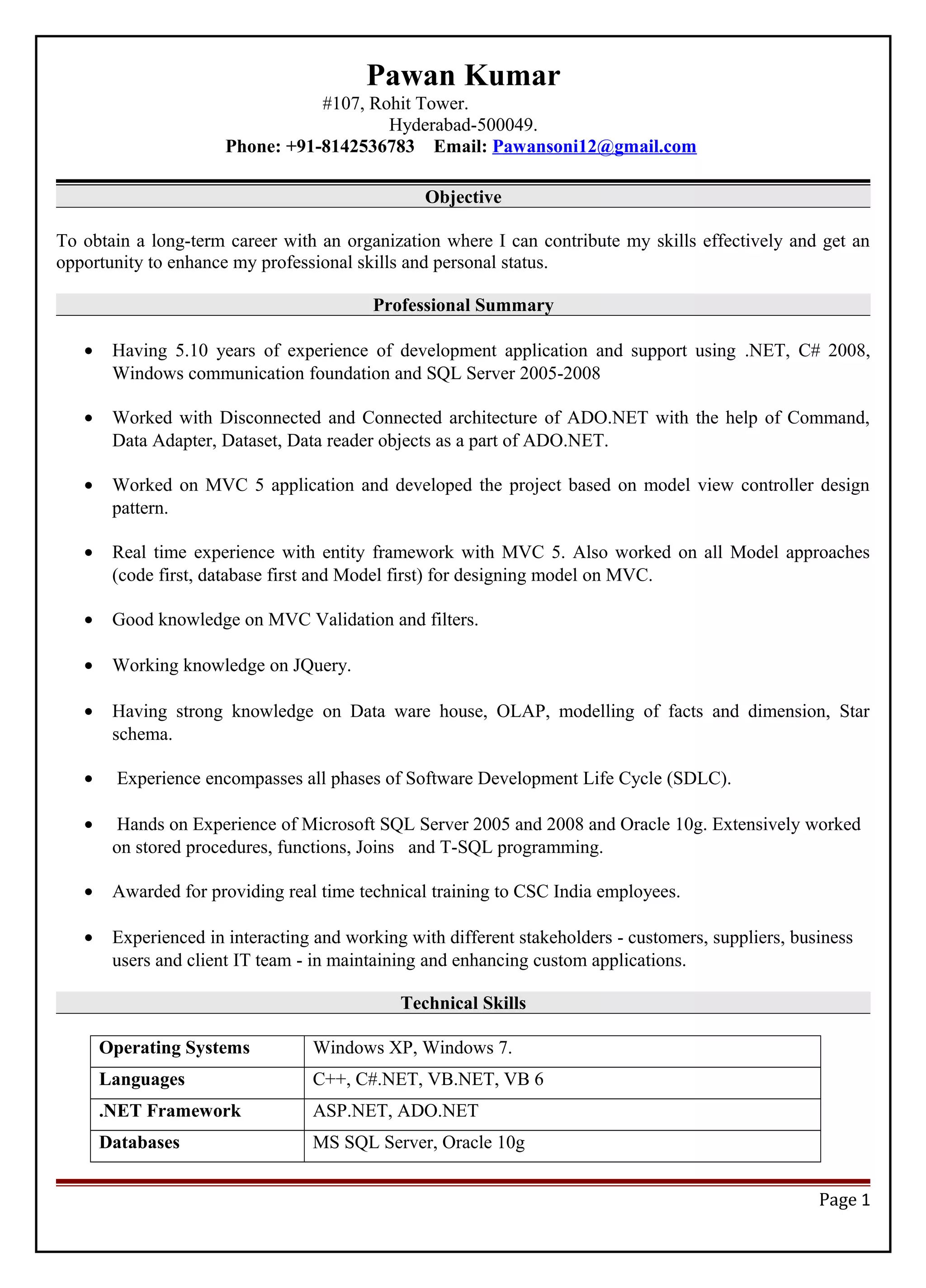 Pawan CV 5.10 Years | PDF