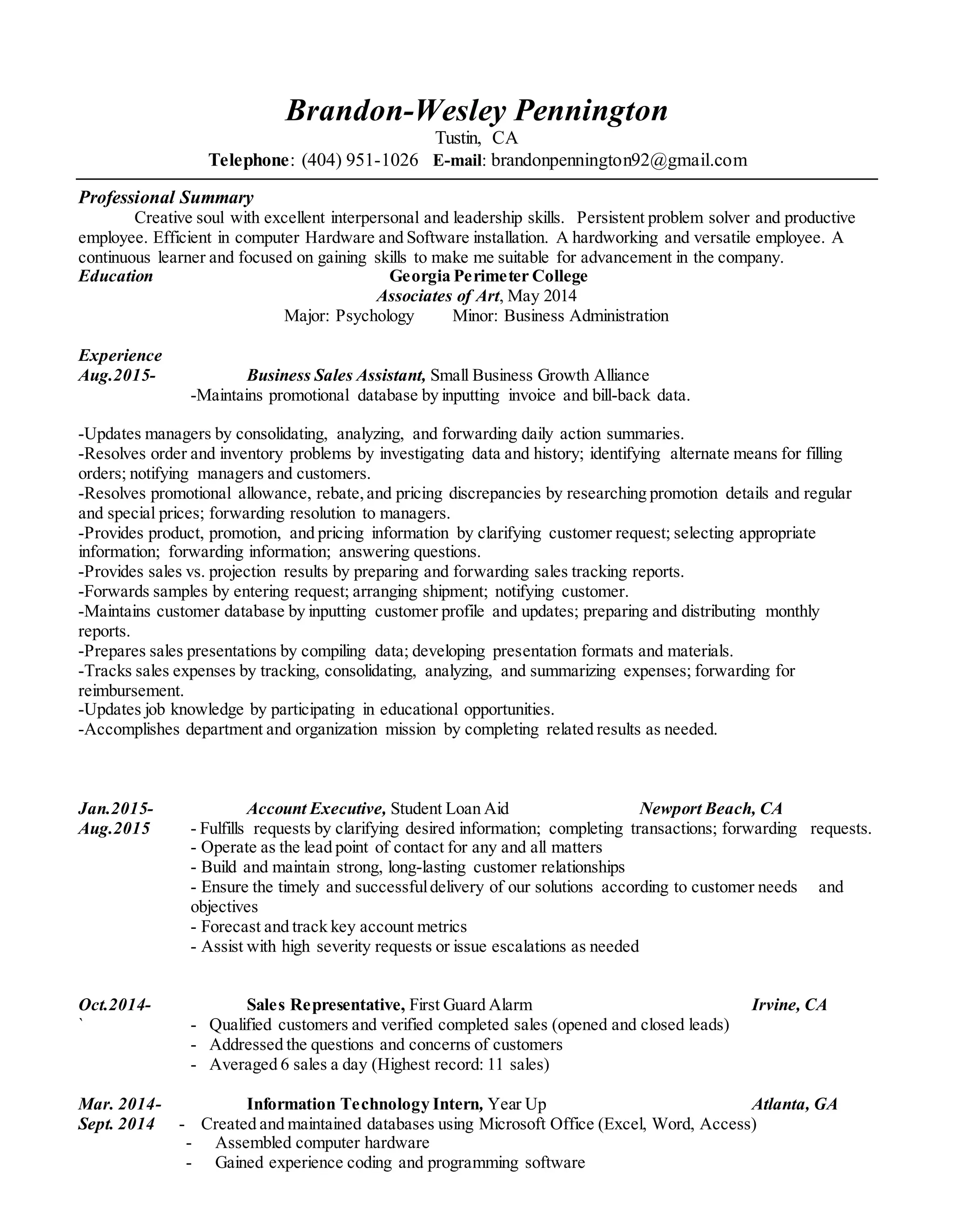 Resume CA | PDF