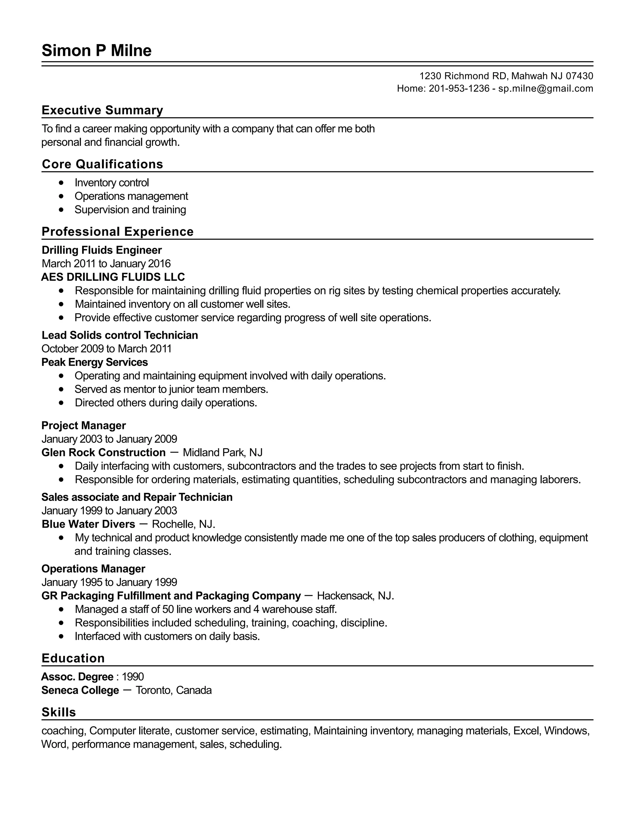 Simon P Milne Resume 2 | PDF