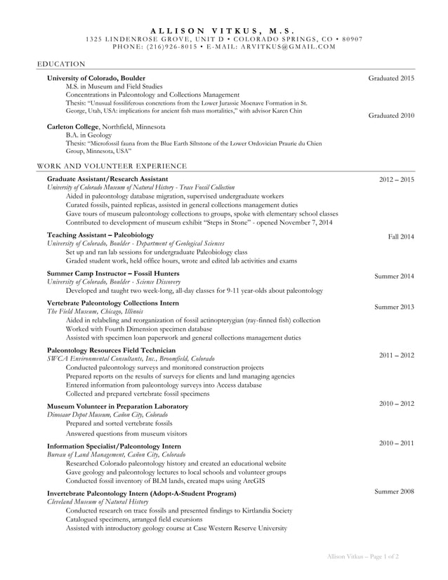 Vitkus August 2015 Resume | PDF