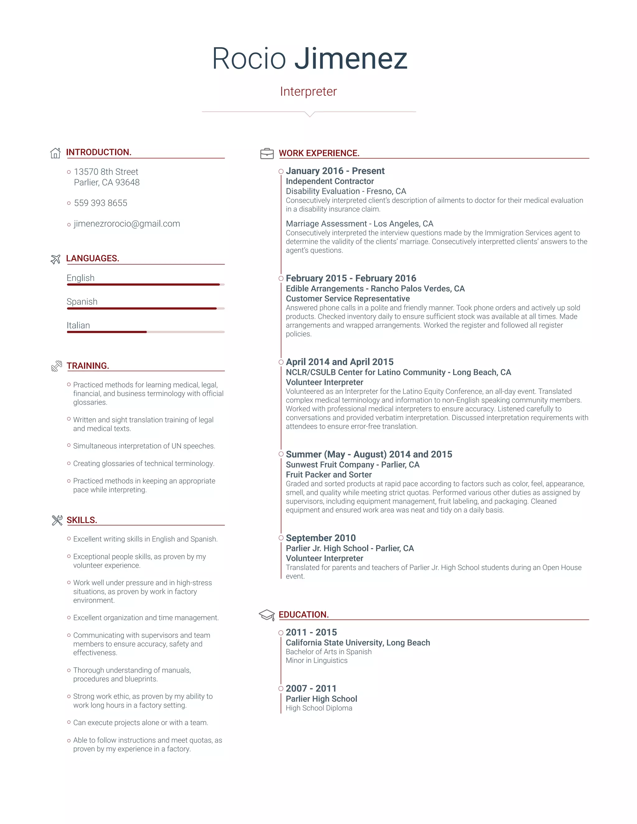 Rocio Jimenez - Maroon Resume | PDF