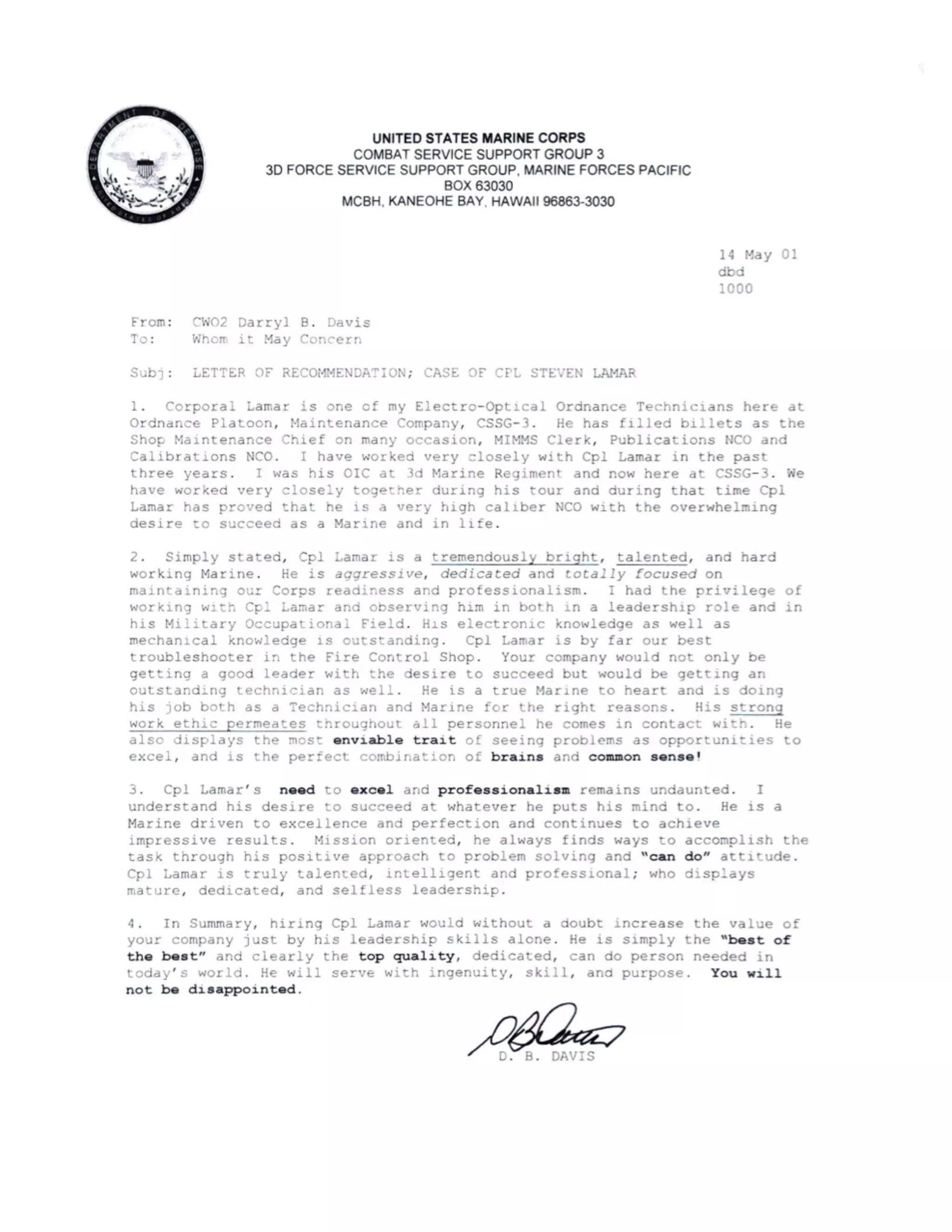 USMC Recommendation | PDF