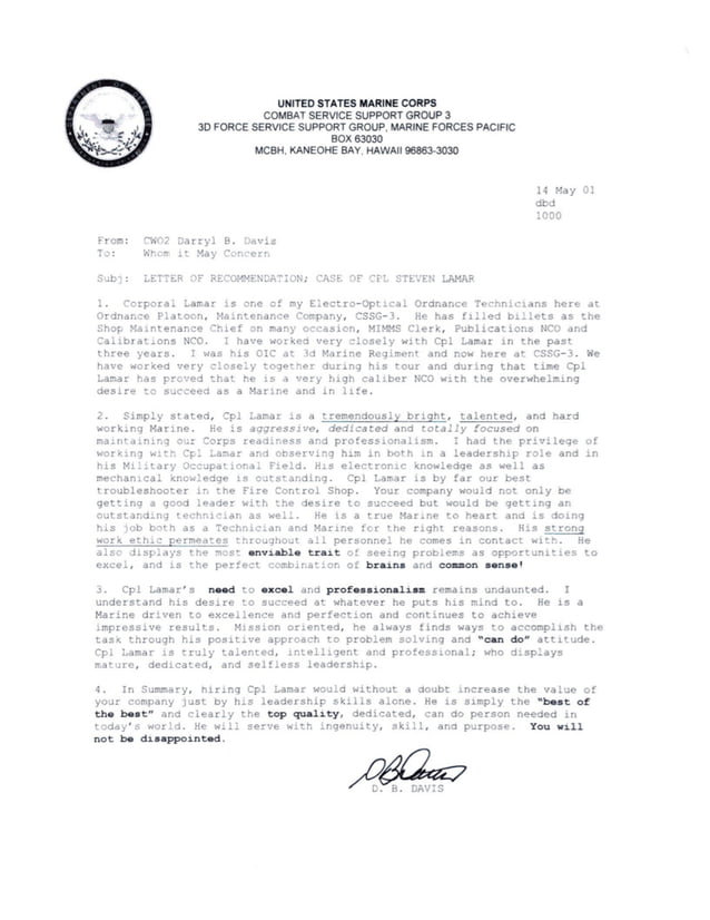 USMC Recommendation | PDF