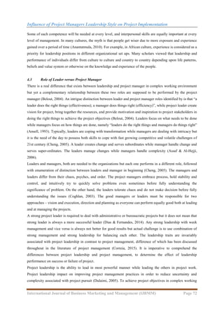 Influence of Project Managers Leadership Style on Project ...