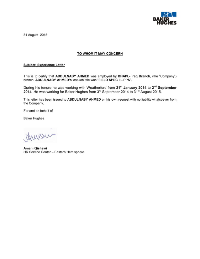 Experience Letter | PDF