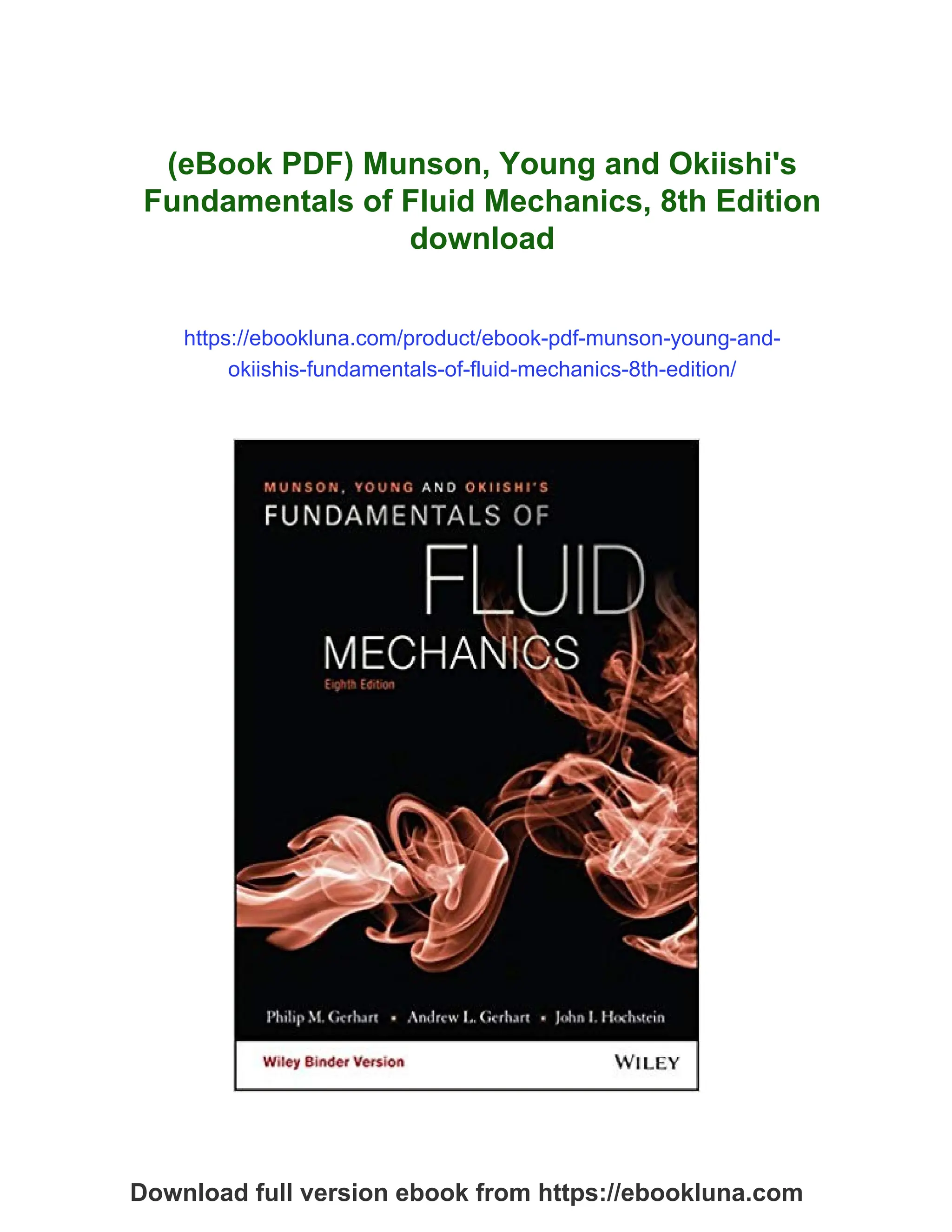 (eBook PDF) Munson, Young and Okiishi's Fundamentals of Fluid Mechanics, 8th Edition | PDF