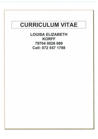 LOUISA KORFF CV 02 OCTOBER 16 | PDF