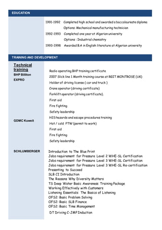 ANWAR - CV SLB Format | DOCX