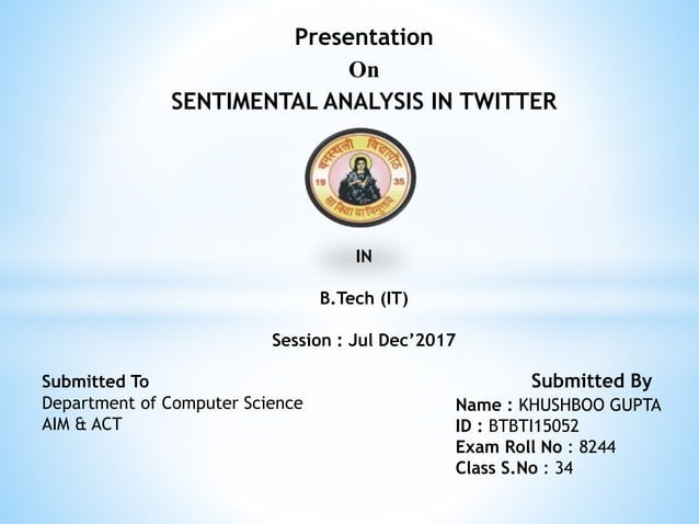Sentimental Analysis - Naive Bayes Algorithm | PPT