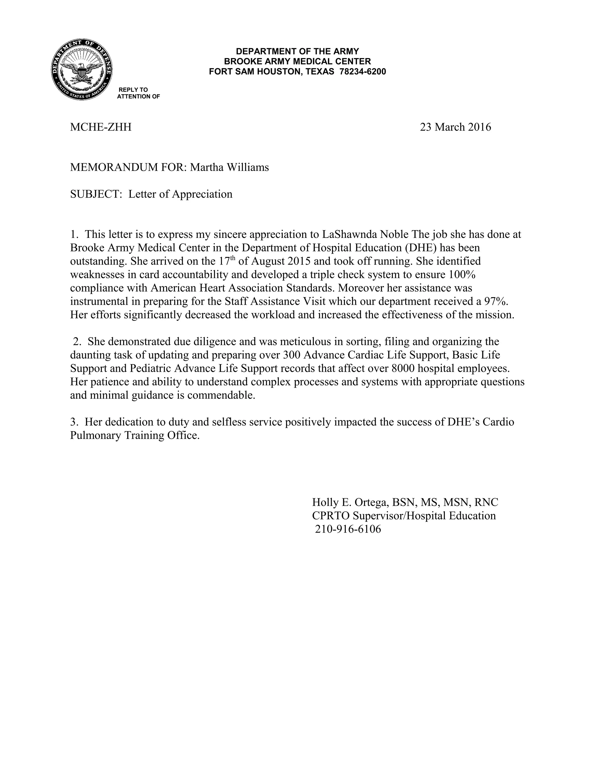Letter of Appreciation Noble | DOC