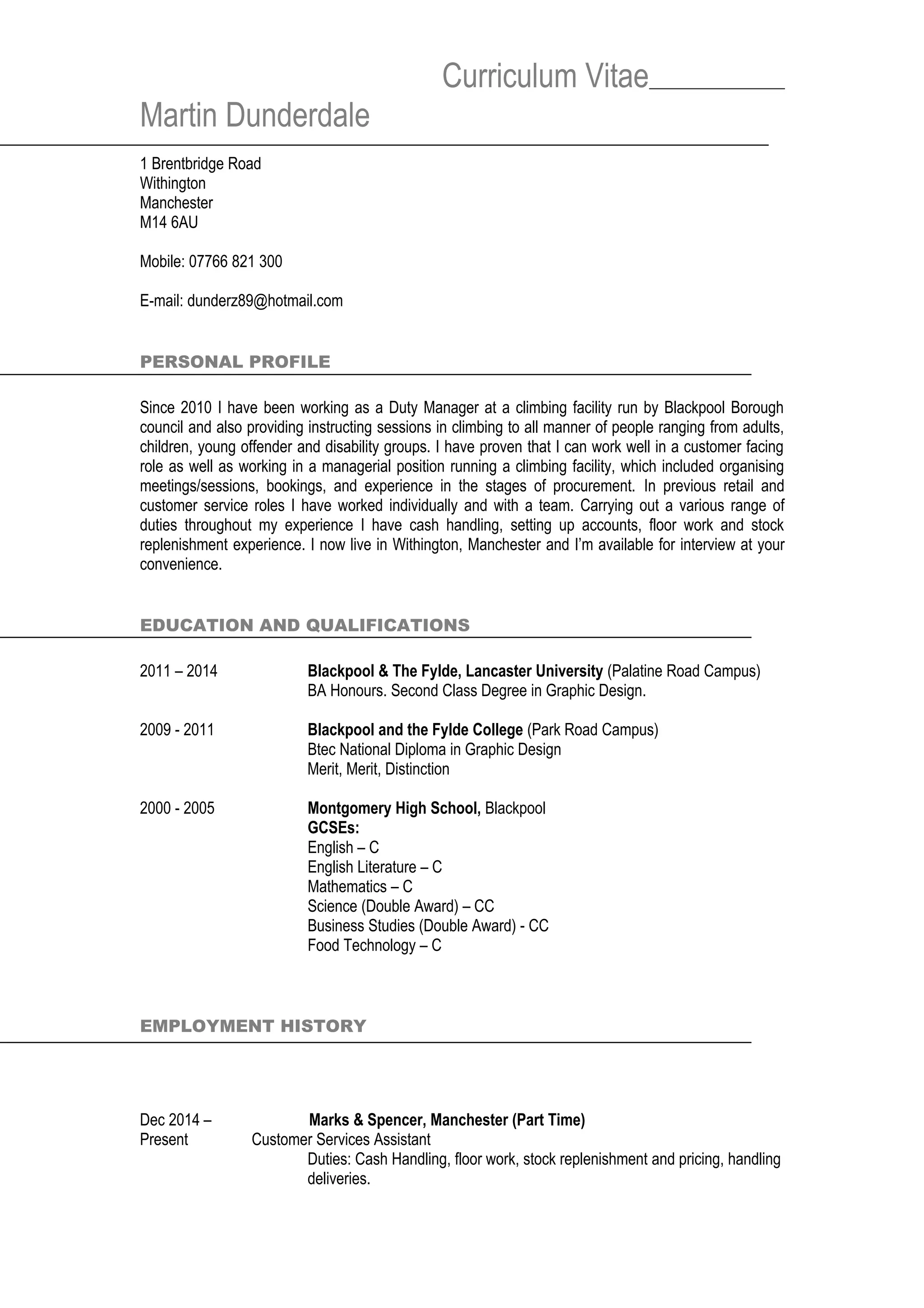 Martin Dunderdale CV. 3 | DOC