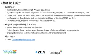 Connected Planning Using EPM Cloud at Opus Group | PDF